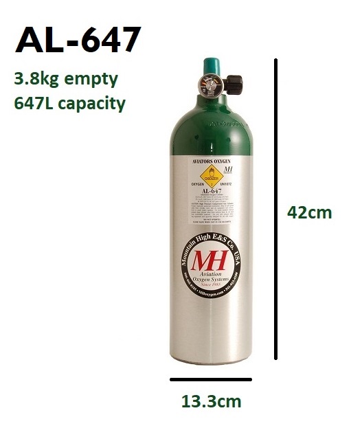 Mountain High AL-647 Aluminium oxygen bottle | Navboys